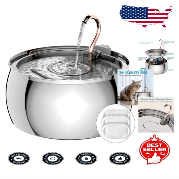kitty Spout | Cat | Kitty Spit Stainless Steel Cat Water Fountain With ...